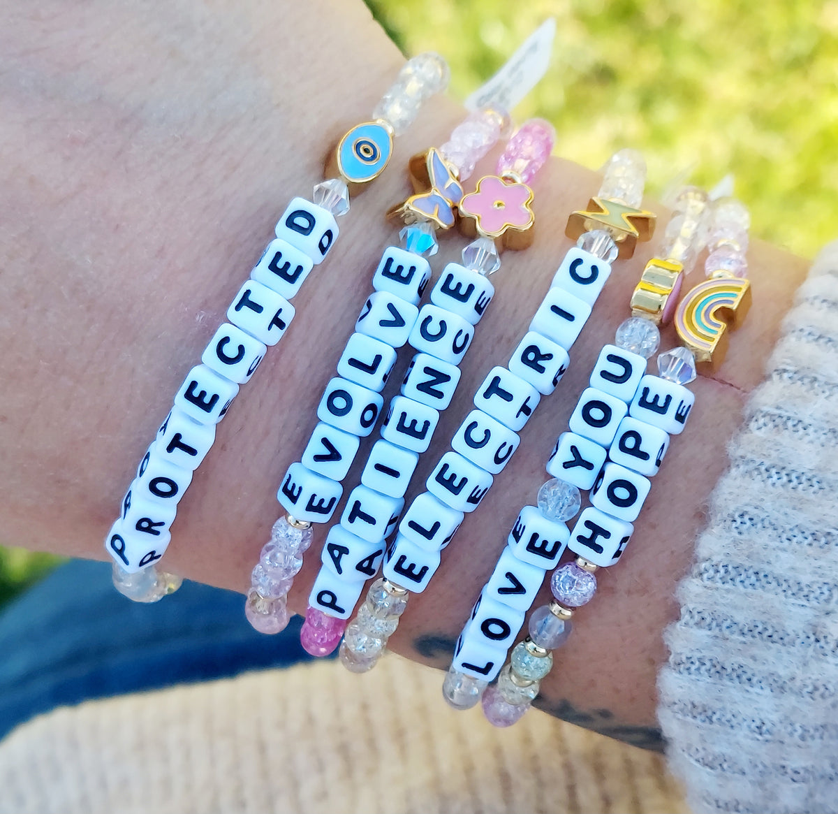 "Electric" with Lightening Bolt Charm - Little Words Project Bracelet ...