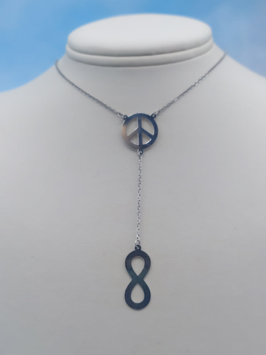 Peace Sign & Infinity Drop Necklace - Sterling Silver – Marie's Jewelry ...
